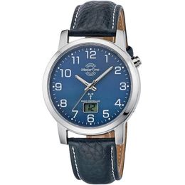 MASTER TIME Funkuhr Basic, MTGA- 10493-32 L, Armbanduhr, Quarzuhr, Herrenuhr, Datum, Leuchtzeiger, blau