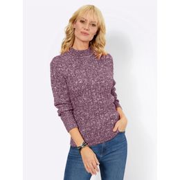 Strickpullover Casual Looks "Pullover" Gr. 52, lila (violett, ecru, meliert) Damen Pullover Rollkragenpullover