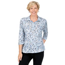 Poloshirt CLASSIC "Poloshirt" Gr. 48, blau (eisblau, steingrau, bedruckt) Damen Shirts Jersey
