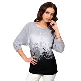 3/4 Arm-Pullover Lady "Pullover" Gr. 36, schwarz (schwarz, hellgrau, bedruckt) Damen Pullover