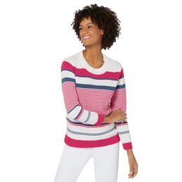 Streifenpullover Casual Looks "Pullover" Gr. 38, pink (pink, ecru, geringelt) Damen Pullover