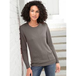 Rundhalspullover Casual Looks "Pullover" Gr. 54, grau (taupe, meliert) Damen Pullover Rundhalspullover