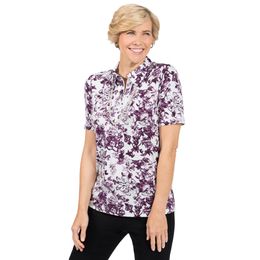 Kurzarmshirt Classic Basics "Shirt" Gr. 52, lila (violett, weiß, bedruckt) Damen Shirts Jersey