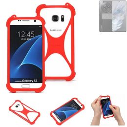 K-S-Trade Handyhülle für Nubia Z 50S Pro, Handy-Hülle Schutz-Hülle Bumper Silikon Schutz Hülle Cover Case, rot|schwarz
