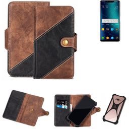 K-S-Trade Handyhülle für Elephone A5, Handy Hülle Schutz Hülle Schutzhülle Bookstyle Case Handy Cover, braun|schwarz