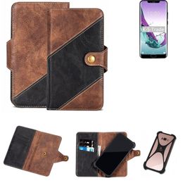 K-S-Trade Handyhülle für Doogee Y7 Plus, Handy Hülle Schutz Hülle Schutzhülle Bookstyle Case Handy Cover, braun|schwarz