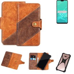 K-S-Trade Handyhülle für Oppo A3, Handy-Hülle Schutz-Hülle Bookstyle Case Wallet-Case Handy Cover, braun|schwarz