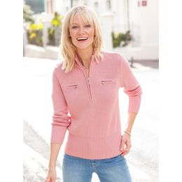 Strickpullover Casual Looks "Pullover" Gr. 54, rosa (rosenquarz) Damen Pullover Rollkragenpullover