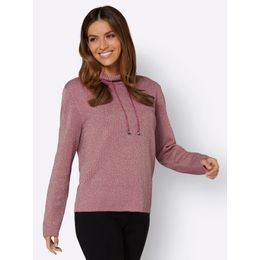 Jacquardpullover Inspirationen "Pullover" Gr. 42, rot (fuchsia, beige, gemustert) Damen Pullover Jacquard-Pullover