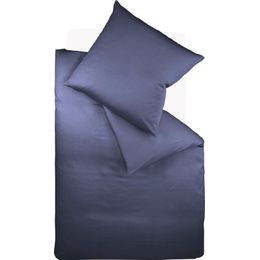 Bettwäsche Fleuresse "Colours in 135x200, 155x220 oder 200x200 cm" Gr. B/L: 155 cm x 220 cm (1 St.), B/L: 80 cm x 80 cm (1 St.), Interlock-Jersey, blau (dunkelblau) Bettwäsche 155x220 cm aus 100% Baumwolle, uni, mit Reißverschluss