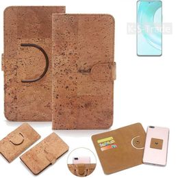 flat.design K-S-Trade Handyhülle für Wiko T50, Handy Hülle Schutz Hülle Handyhülle Schutzhülle Korkhülle, braun|schwarz