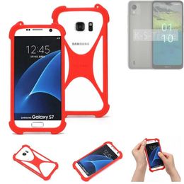 K-S-Trade Handyhülle für Nokia C110, Handy-Hülle Schutz-Hülle Bumper Silikon Schutz Hülle Cover Case, rot|schwarz