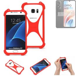 K-S-Trade Handyhülle für Oppo A18, Handy-Hülle Schutz-Hülle Bumper Silikon Schutz Hülle Cover Case, rot|schwarz