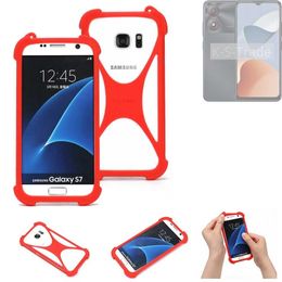 K-S-Trade Handyhülle für ZTE Blade A34, Handy-Hülle Schutz-Hülle Bumper Silikon Schutz Hülle Cover Case, rot|schwarz