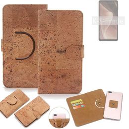flat.design K-S-Trade Handyhülle für Sharp Aquos Sense7 Plus, Handy-Hülle Schutz-Hülle Handyhülle Schutzhülle Korkhülle, braun|schwarz