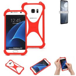 K-S-Trade Handyhülle für Coolpad Cool 20, Handy-Hülle Schutz-Hülle Bumper Silikon Schutz Hülle Cover Case, rot|schwarz