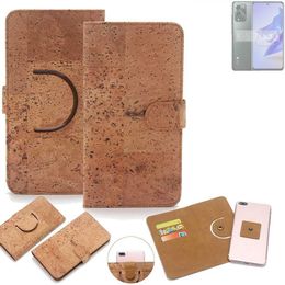 K-S-Trade Handyhülle für ZTE Voyage 70, Handy-Hülle Schutz-Hülle Handyhülle Schutzhülle Korkhülle, braun|schwarz