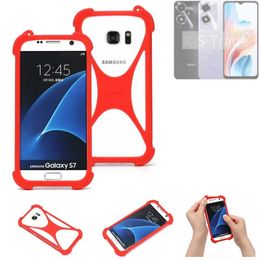 K-S-Trade Handyhülle für Oppo A2m, Handy-Hülle Schutz-Hülle Bumper Silikon Schutz Hülle Cover Case, rot|schwarz