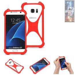 K-S-Trade Handyhülle für ZTE Axon 50 Ultra, Handy-Hülle Schutz-Hülle Bumper Silikon Schutz Hülle Cover Case, rot|schwarz