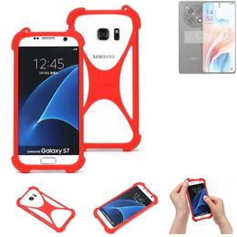 K-S-Trade Handyhülle für Oppo A2 Pro, Handy-Hülle Schutz-Hülle Bumper Silikon Schutz Hülle Cover Case, rot|schwarz