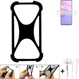 K-S-Trade Handyhülle für Lenovo K14 Plus, Handy-Hülle + headphones Schutz-Hülle Bumper Silikon Cover Case, schwarz