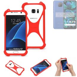 K-S-Trade Handyhülle für General Mobile GM 20, Handy-Hülle Schutz-Hülle Bumper Silikon Schutz Hülle Cover Case, rot|schwarz