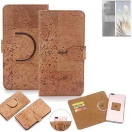 K-S-Trade Handyhülle für Nubia Z50S, Handy-Hülle Schutz-Hülle Handyhülle Schutzhülle Korkhülle, braun|schwarz