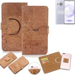 K-S-Trade Handyhülle für Sharp Aquos Sense8, Handy Hülle Schutz Hülle Handyhülle Schutzhülle Korkhülle, braun|schwarz