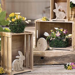 Home-trends24.de Osterhase Osterdeko Hase Osterei Hasen Osterhasen Set Figur Deko Objekt 3er (3 St)
