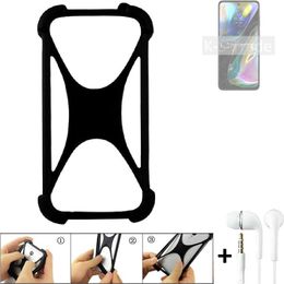K-S-Trade Handyhülle für Motorola Moto G71s, Handy-Hülle + headphones Schutz-Hülle Bumper Silikon Cover Case, schwarz