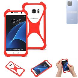 K-S-Trade Handyhülle für Huawei Enjoy 50z, Handy-Hülle Schutz-Hülle Bumper Silikon Schutz Hülle Cover Case, rot|schwarz