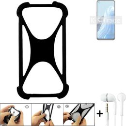 K-S-Trade Handyhülle für Oppo Reno8 Lite 5G, Handy-Hülle + headphones Schutz-Hülle Bumper Silikon Cover Case, schwarz