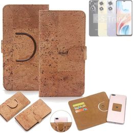 K-S-Trade Handyhülle für Oppo A2x, Handy-Hülle Schutz-Hülle Handyhülle Schutzhülle Korkhülle, braun|schwarz