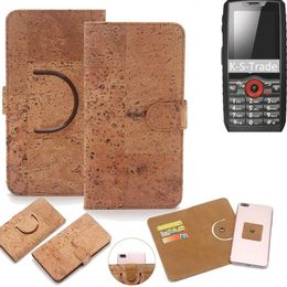 flat.design K-S-Trade Handyhülle für Ruggear RG160, Handy-Hülle Schutz-Hülle Handyhülle Schutzhülle Korkhülle, braun|schwarz