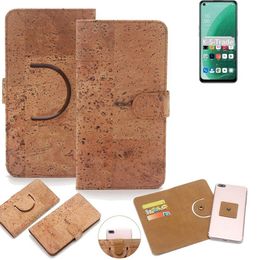 flat.design K-S-Trade Handyhülle für Oppo A55s 5G, Handy-Hülle Schutz-Hülle Handyhülle Schutzhülle Korkhülle, braun|schwarz