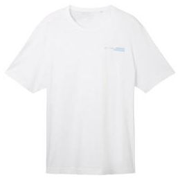 Tom Tailor Herren Plus - T-Shirt mit Logo Print, weiß, Logo Print, Gr. 4XL
