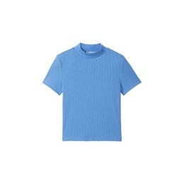 Tom Tailor Mädchen Cropped T-Shirt mit Bio-Baumwolle, blau, Uni, Gr. 152