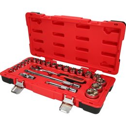 KS Tools 1/2'' CHROMEplus Steckschlüssel-Satz, 24 Teile, Flank Traction