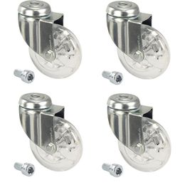 Proroll Set aus Designrollen mit PVC-Reifen, 4 Lenkrollen, mit Rückenloch, Rad-Ø x Breite 75 x 23 mm