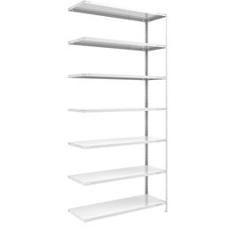 eurokraft pro Schraubregal, Bauart leicht, kunststoffbeschichtet, Regalhöhe 3000 mm, Bodenbreite 1300 mm, Tiefe 600 mm, Anbauregal