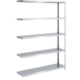 eurokraft pro Lager-Schraubregal, verzinkt, mittelschwer, Regalhöhe 2000 mm, Bodenbreite 1300 mm, Tiefe 400 mm, Anbauregal