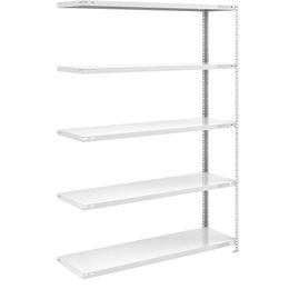 eurokraft pro Schraubregal, Bauart leicht, kunststoffbeschichtet, Regalhöhe 2000 mm, Bodenbreite 1300 mm, Tiefe 500 mm, Anbauregal
