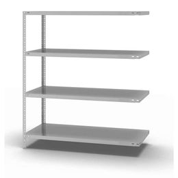eurokraft pro Schraubregal, Bauart leicht, kunststoffbeschichtet, Regalhöhe 1500 mm, Bodenbreite 1300 mm, Tiefe 600 mm, Anbauregal