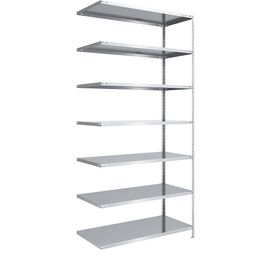 eurokraft pro Lager-Schraubregal, verzinkt, mittelschwer, Regalhöhe 3000 mm, Bodenbreite 1300 mm, Tiefe 800 mm, Anbauregal