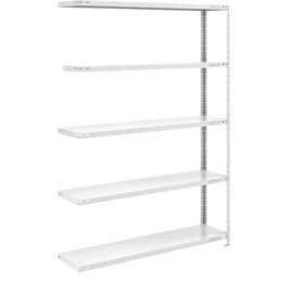 eurokraft pro Schraubregal, Bauart leicht, kunststoffbeschichtet, Regalhöhe 2000 mm, Bodenbreite 1300 mm, Tiefe 400 mm, Anbauregal