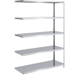 eurokraft pro Schraubregal, Bauart leicht, verzinkt, Regalhöhe 2000 mm, Bodenbreite 1300 mm, Tiefe 600 mm, Anbauregal