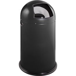 Var Push-Mülleimer, Stahl, selbstschließend, tiefschwarz, 40 l, Höhe 740 mm