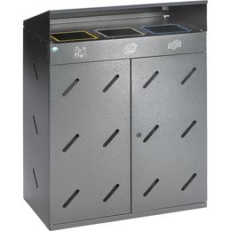 Var Abfallsammelstation, 3fach-Einwurf, Volumen 300 l, antiksilber