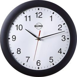 Wanduhr aus ABS-Kunststoff, &Oslash; 300 mm, Funkuhrwerk, Geh&auml;use schwarz, Zifferblatt wei&szlig; kaiserkraft
