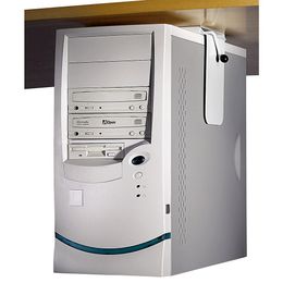 Twinco CPU-Halter zur Untermontage an Tischplatte, Belastung max. 40 kg, lichtgrau RAL 7035, VE 2 Stk